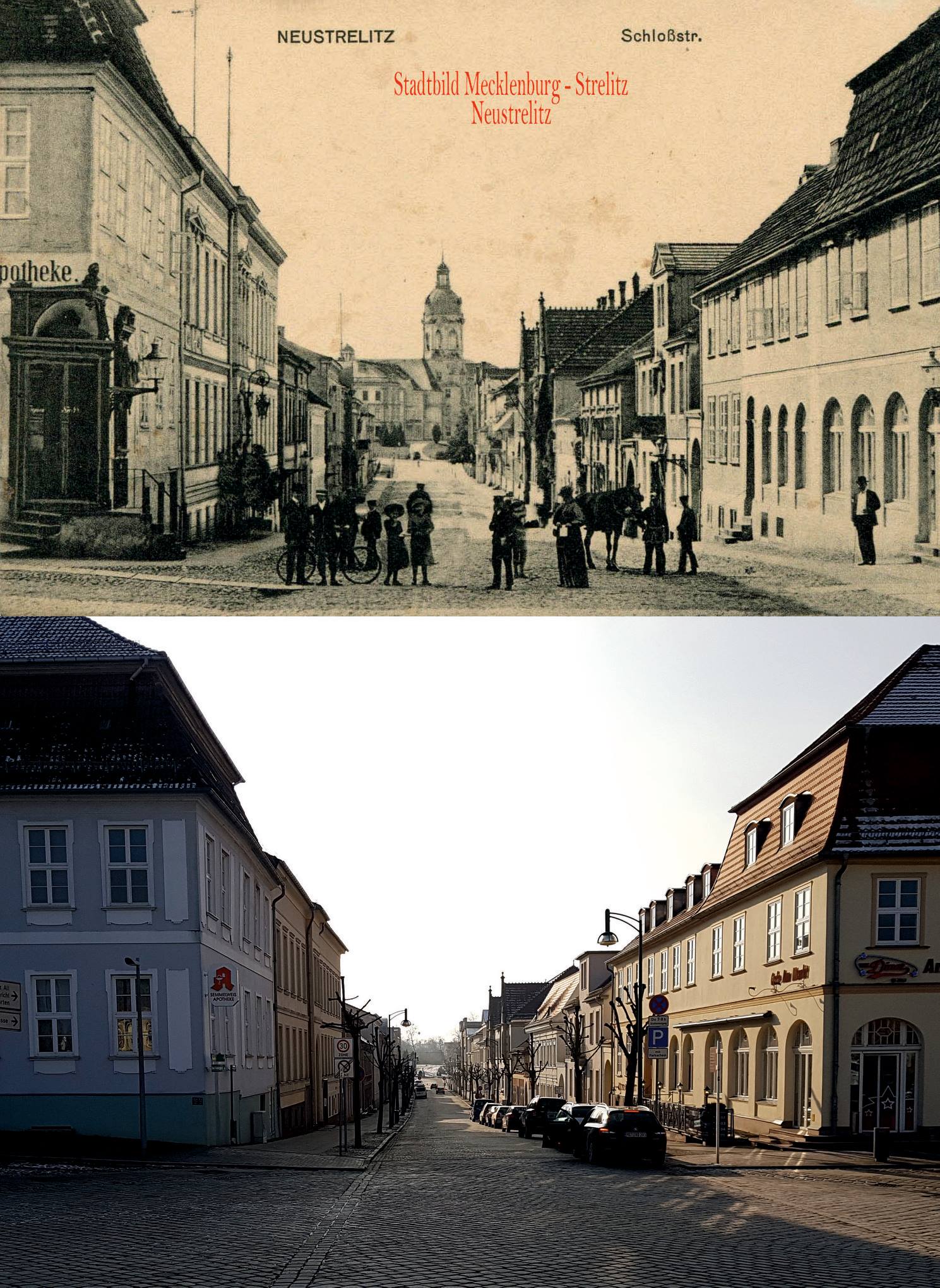 Schloss Neustrelitz Markt Schloßstraße 1910 vs 2018 - Architekturforum ...